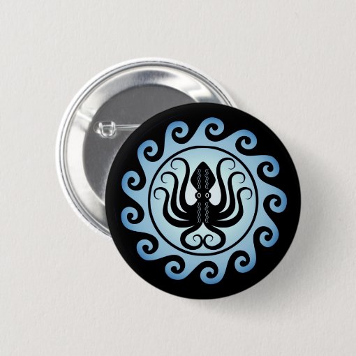 Ancient Greek Shields: Octopus (Water) Button | Zazzle