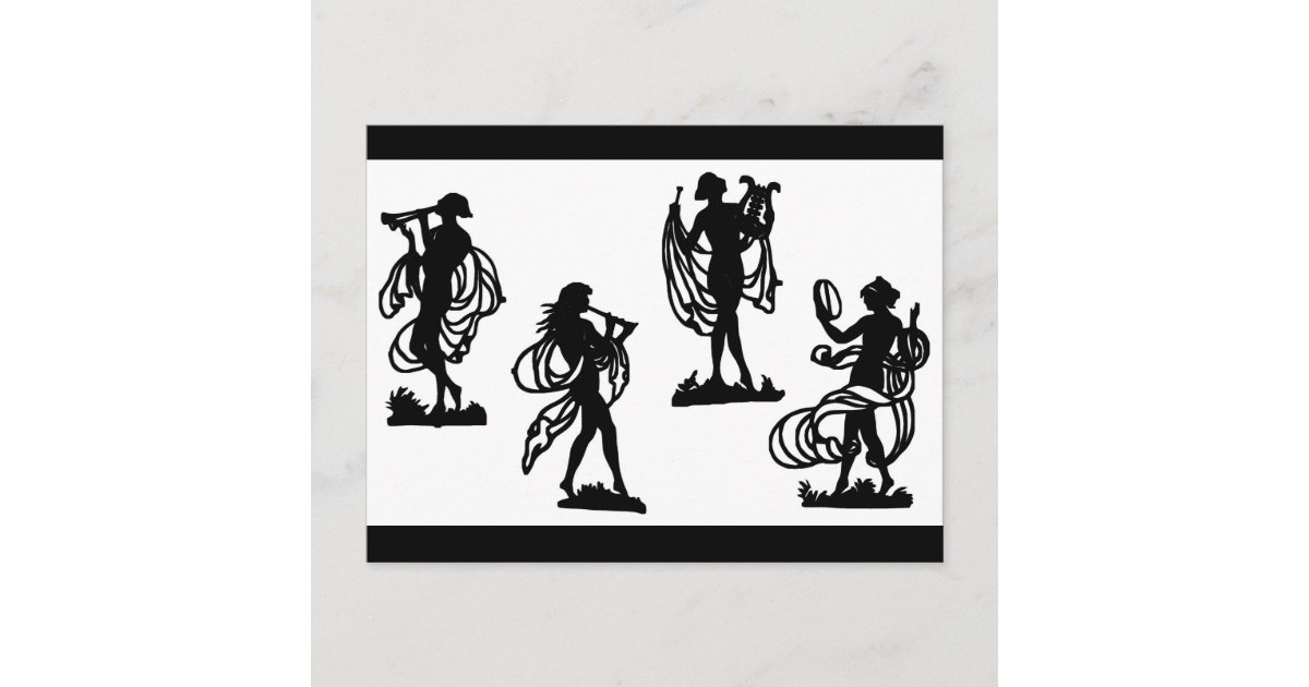 ancient Greek silhouettes of the Muses Postcard | Zazzle
