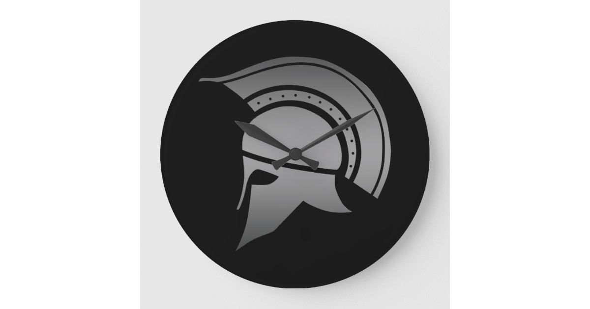Ancient Greek Spartan Helmet Large Clock | Zazzle