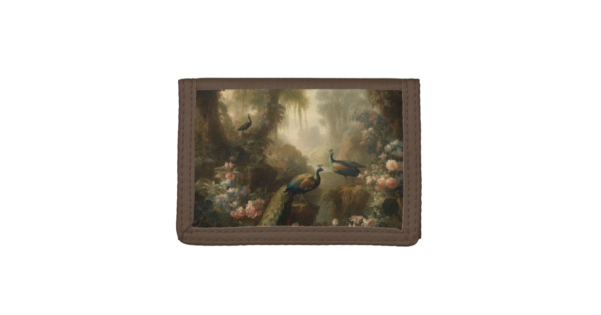 Ancient Grove Peacock Trio Manor Vault Trifold Wallet | Zazzle