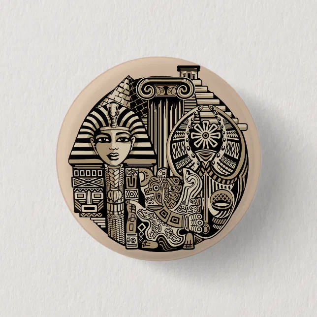 Ancient Historical Symbols Tattoo Style Button | Zazzle
