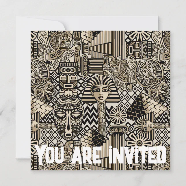 Ancient Historical Symbols Tattoo Style Invitation | Zazzle