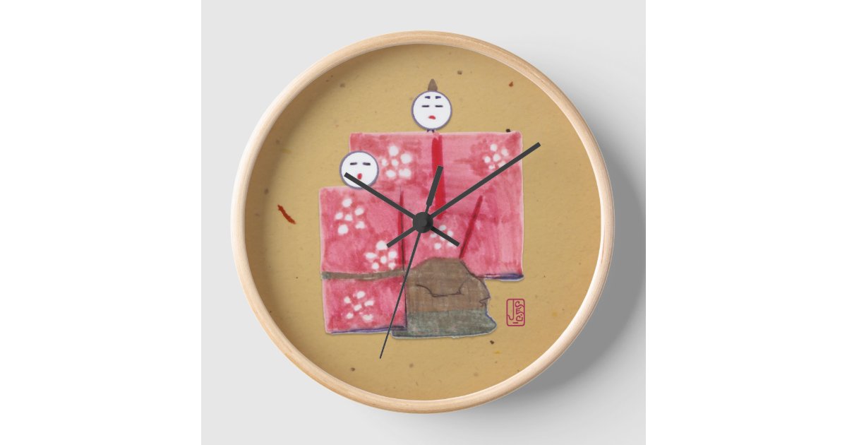 Ancient Japanese Couple Wall Clock | Zazzle