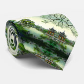 Ancient Japanese Samurai Satin Scenery Pattern Neck Tie | Zazzle