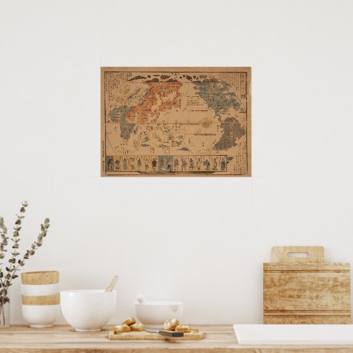Ancient Japanese World Map Poster | Zazzle