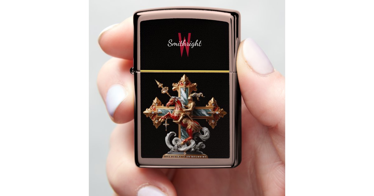Ancient Knight Mounted on Cross Zippo Lighter | Zazzle