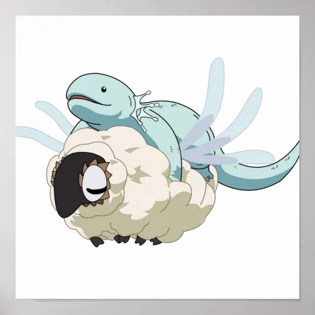 Ancient Magus Bride Axolotl and Sheep Poster | Zazzle