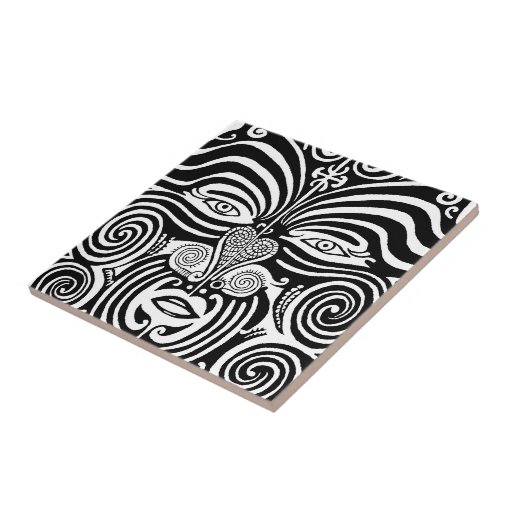 Ancient Maori Moko tribal tattoo design. Ceramic Tile | Zazzle