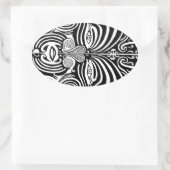 Ancient Maori Moko tribal tattoo design. Oval Sticker | Zazzle