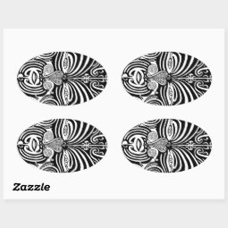 Ancient Maori Moko tribal tattoo design. Oval Sticker | Zazzle