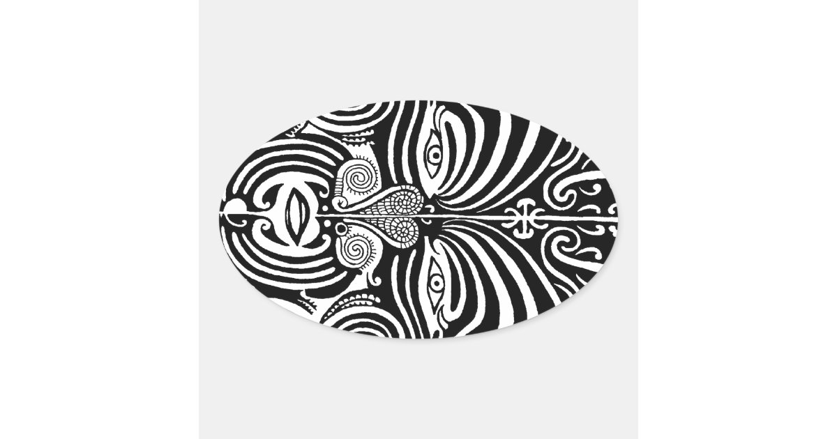 Ancient Maori Moko tribal tattoo design. Oval Sticker | Zazzle