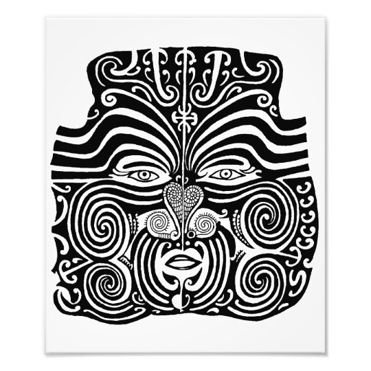 Ancient Maori Moko tribal tattoo design. Photo Print | Zazzle.com