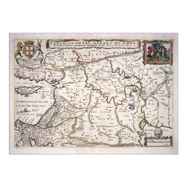 Ancient map of the Paradise, The Gand of Eden Photo Print | Zazzle