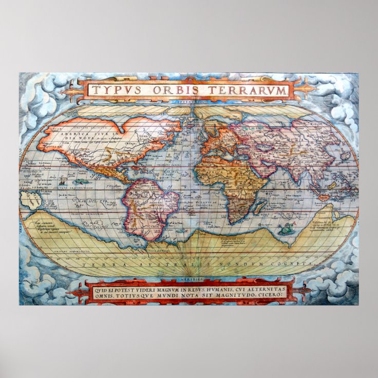 Ancient Map Of The World Poster | Zazzle