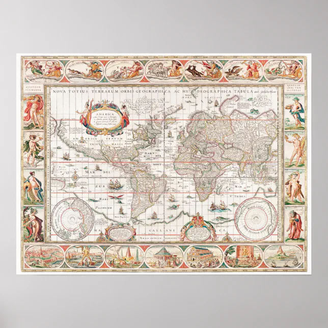 Ancient Map of the World Poster | Zazzle