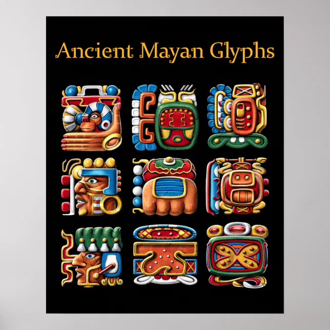 Ancient Mayan Glyphs Poster | Zazzle