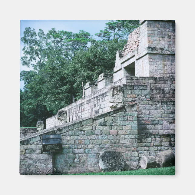 Ancient Mayan Ruins Square Photo Designed Color Magnet | Zazzle