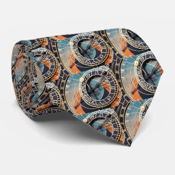 Ancient Medieval Astrological Clock Czech Neck Tie | Zazzle