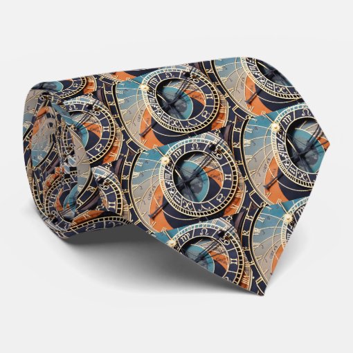 Ancient Medieval Astrological Clock Czech Neck Tie | Zazzle