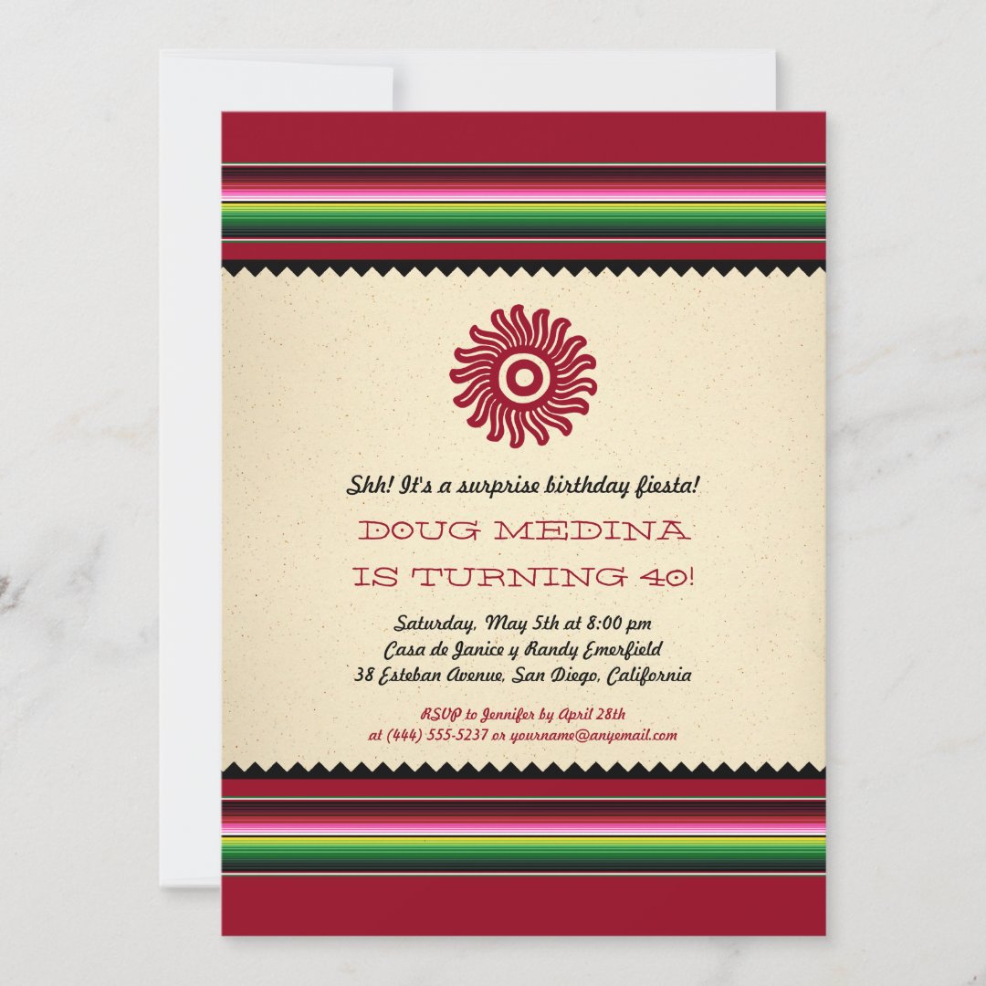 Ancient Mexican Sun Serape Party Invitation | Zazzle