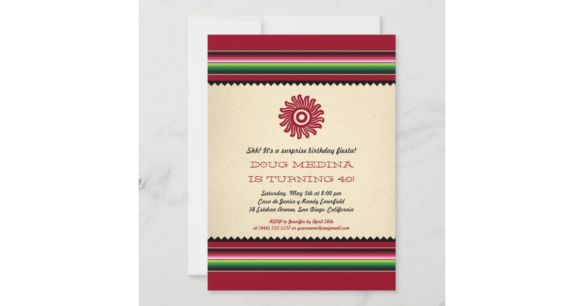 Ancient Mexican Sun Serape Party Invitation | Zazzle