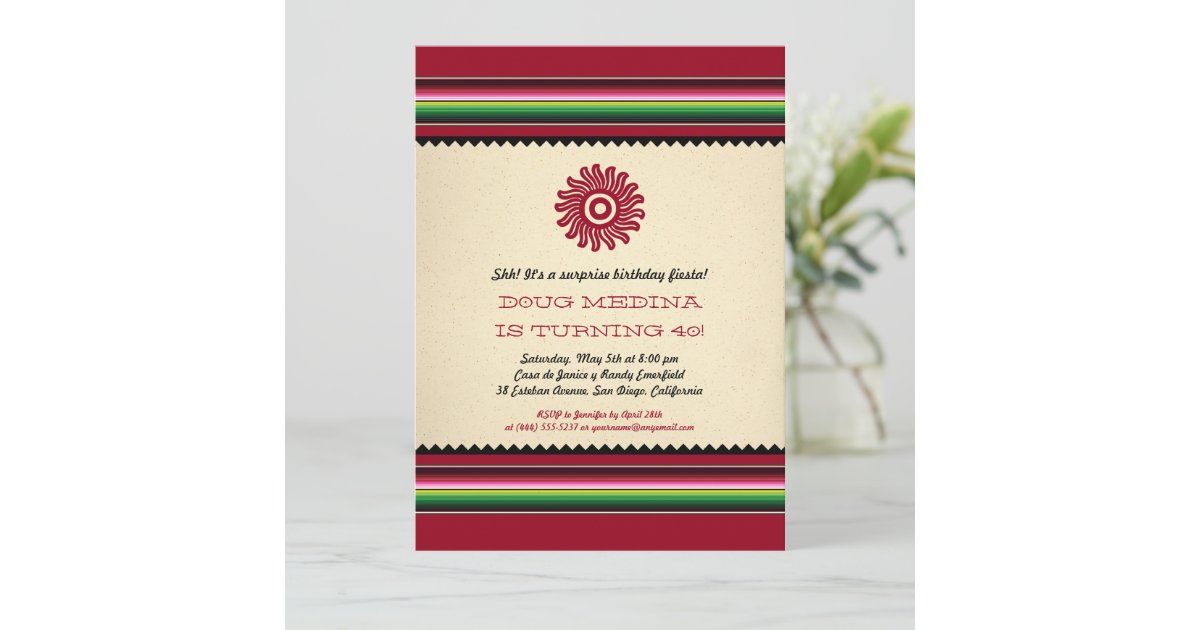 Ancient Mexican Sun Serape Party Invitation | Zazzle