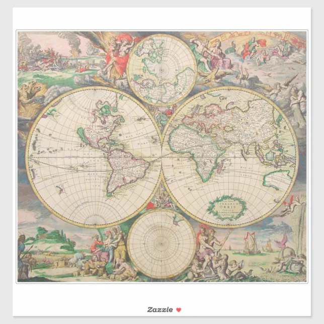 Ancient Old World Map Sticker | Zazzle