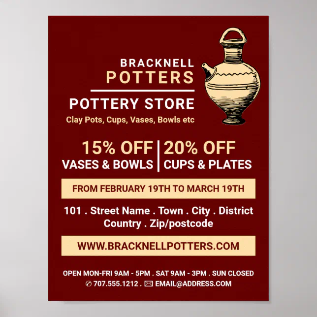 Ancient Pot, Pottery Store, Potters Advertising Poster | Zazzle