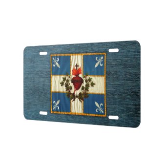 Ancient Quebec flag Chime Sacred Heart License Plate | Zazzle