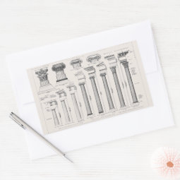 Ancient Roman Columns Architectural Drawing Rectangular Sticker | Zazzle