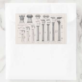 Ancient Roman Columns Architectural Drawing Rectangular Sticker | Zazzle