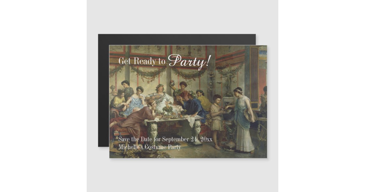 Ancient Roman Dinner Party Feast Save the Date Magnetic Invitation | Zazzle