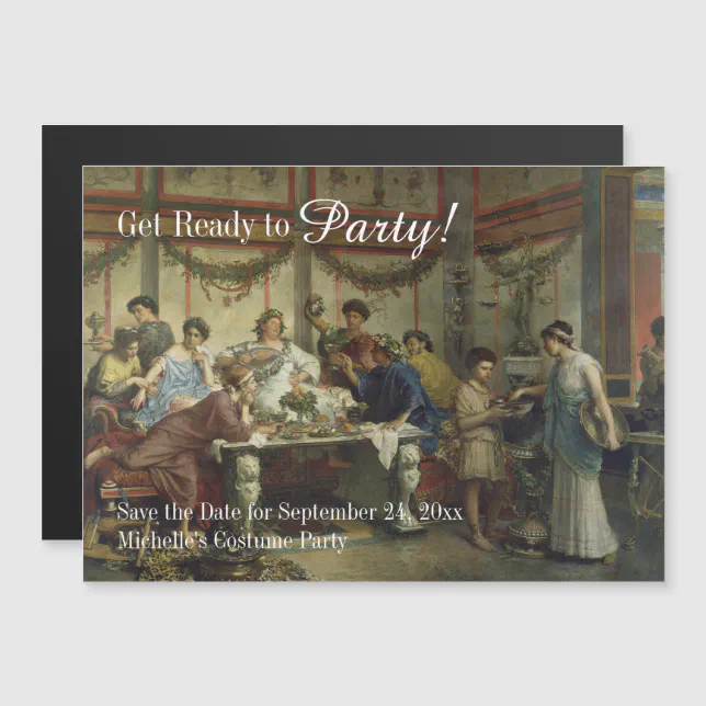 Ancient Roman Dinner Party Feast Save the Date Magnetic Invitation | Zazzle