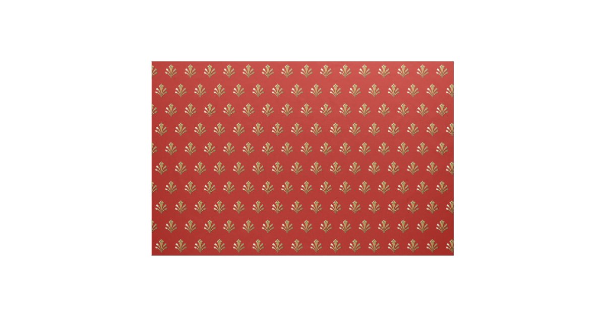 Ancient Roman Gold Pattern With Red Background Fabric | Zazzle