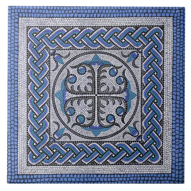 Ancient Roman Mosaic Illustration Danube Blue Ceramic Tile | Zazzle