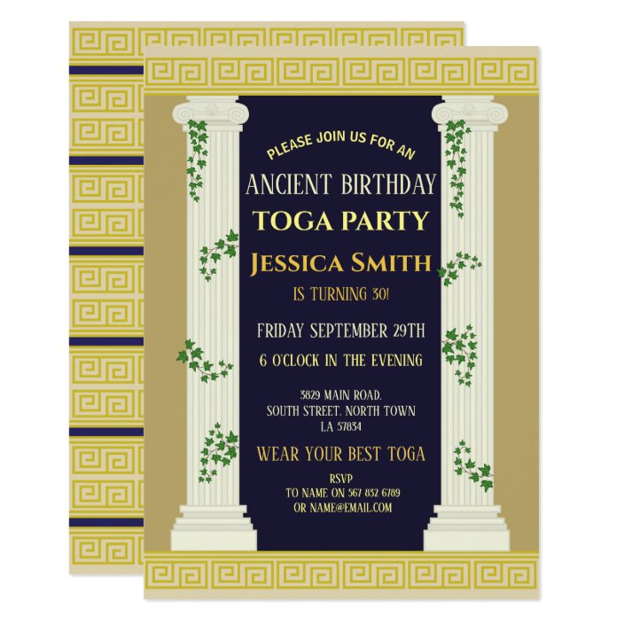 Ancient Roman Toga Birthday Party Ivy Invitation | Zazzle.com