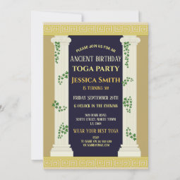 Ancient Roman Toga Birthday Party Ivy Invitation | Zazzle