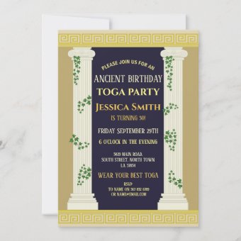 Ancient Roman Toga Birthday Party Ivy Invitation | Zazzle