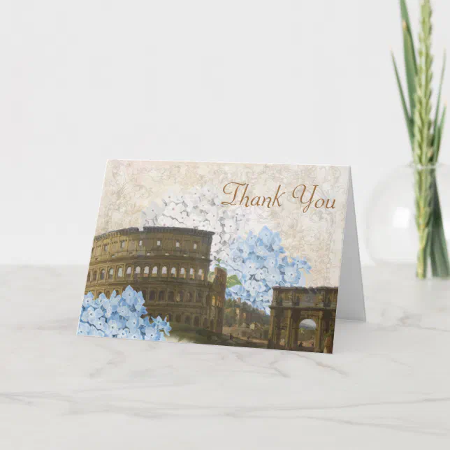 Ancient Rome Blue Hydrangea Thank You Card | Zazzle