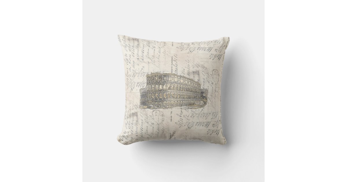 Ancient Rome Coliseum Italian Postcard Pillow | Zazzle