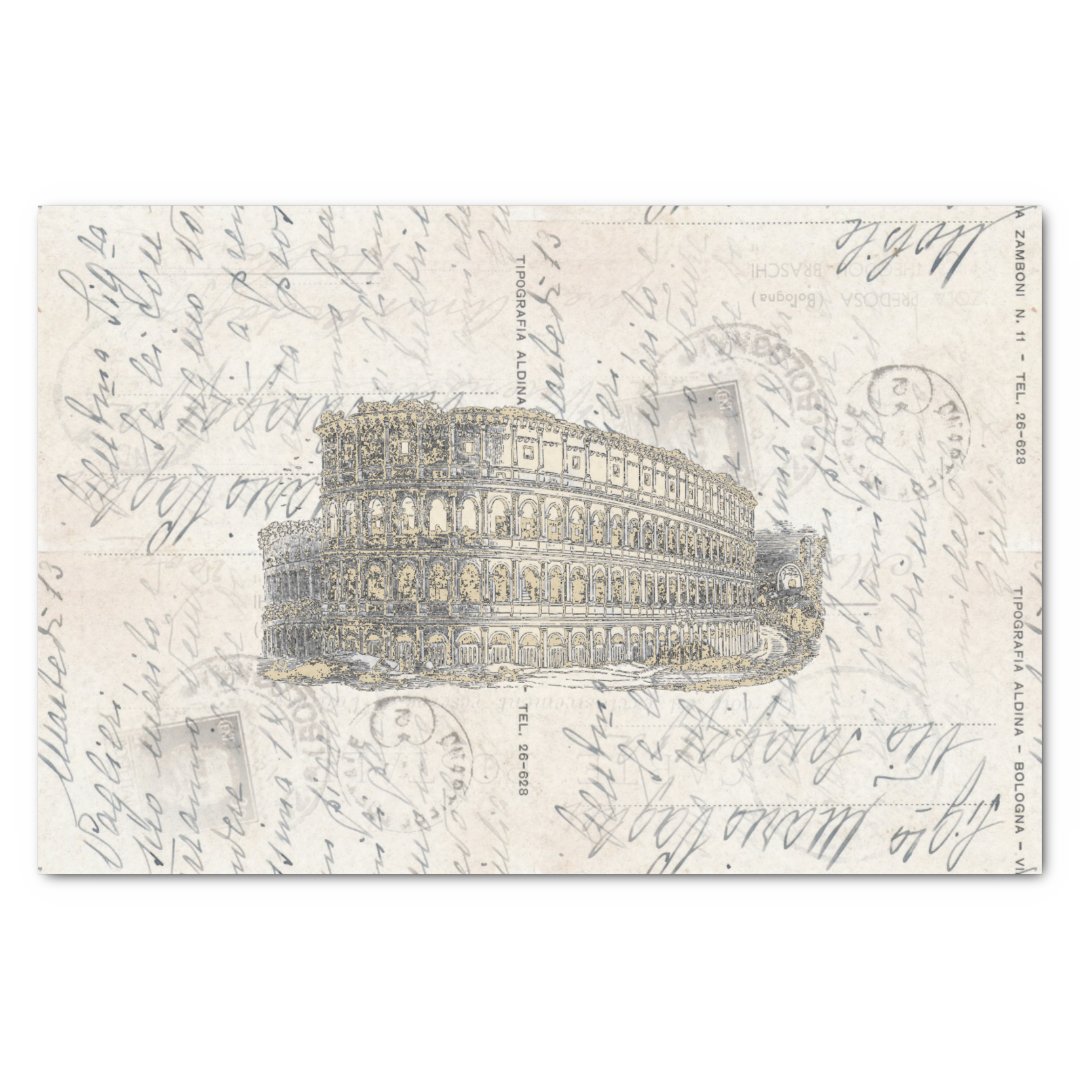 Ancient Rome Coliseum Italian Postcard Tissue Tissue Paper | Zazzle