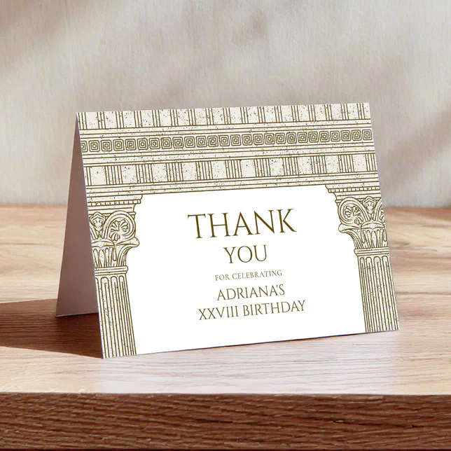 Ancient Rome Party with elegant temple columns Thank You Card | Zazzle