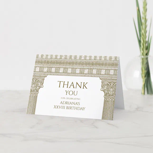 Ancient Rome Party with elegant temple columns Thank You Card | Zazzle