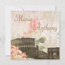 Ancient Rome Pink Rose Vintage Wedding Invitation | Zazzle