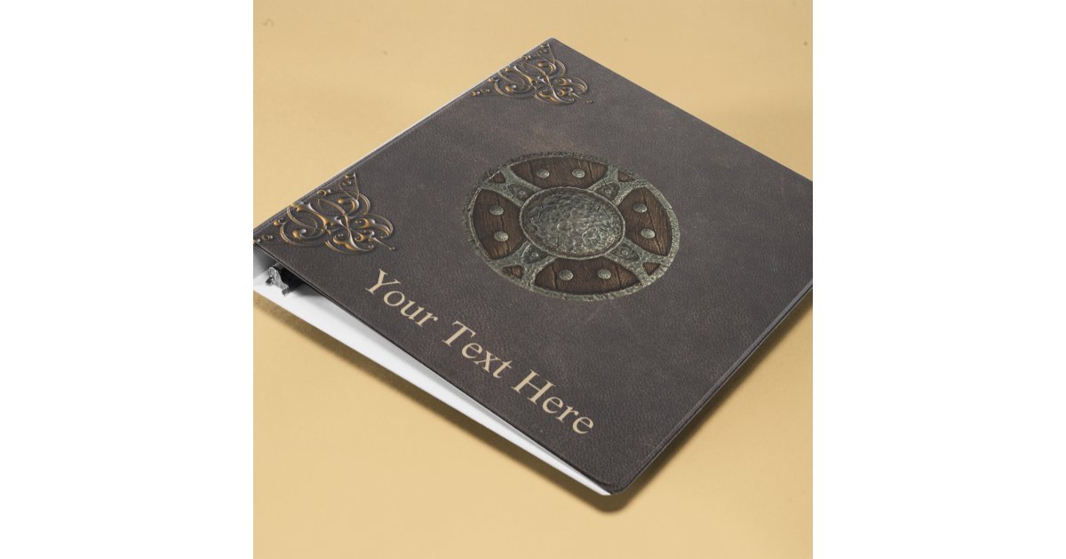 Ancient Rune Viking Distressed Leather Custom Text 3 Ring Binder | Zazzle