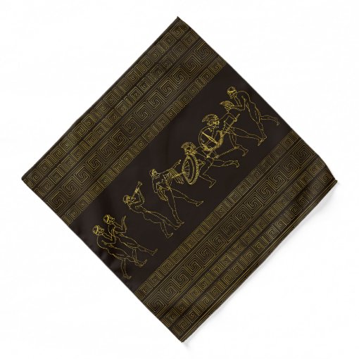 Ancient Sparta Greece scene on greek pattern Bandana | Zazzle
