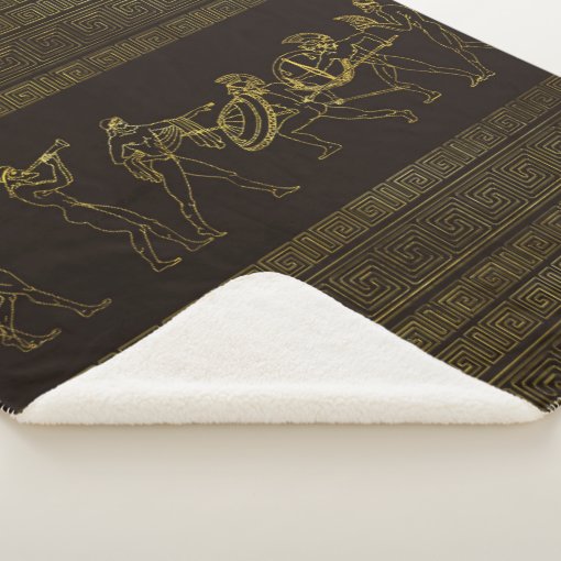 Ancient Sparta Greece scene on greek pattern Sherpa Blanket | Zazzle