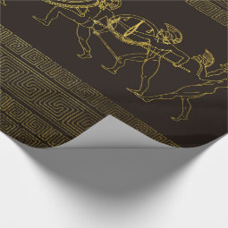 Ancient Sparta Greece scene on greek pattern Wrapping Paper | Zazzle