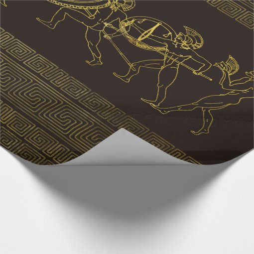 Ancient Sparta Greece scene on greek pattern Wrapping Paper | Zazzle