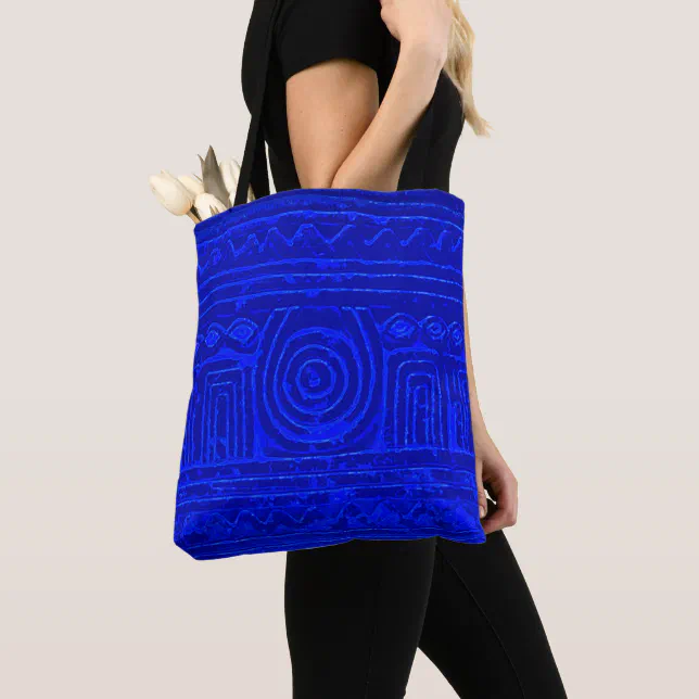 Ancient Sumerian Mesopotamian Pattern Blue Tote Bag | Zazzle